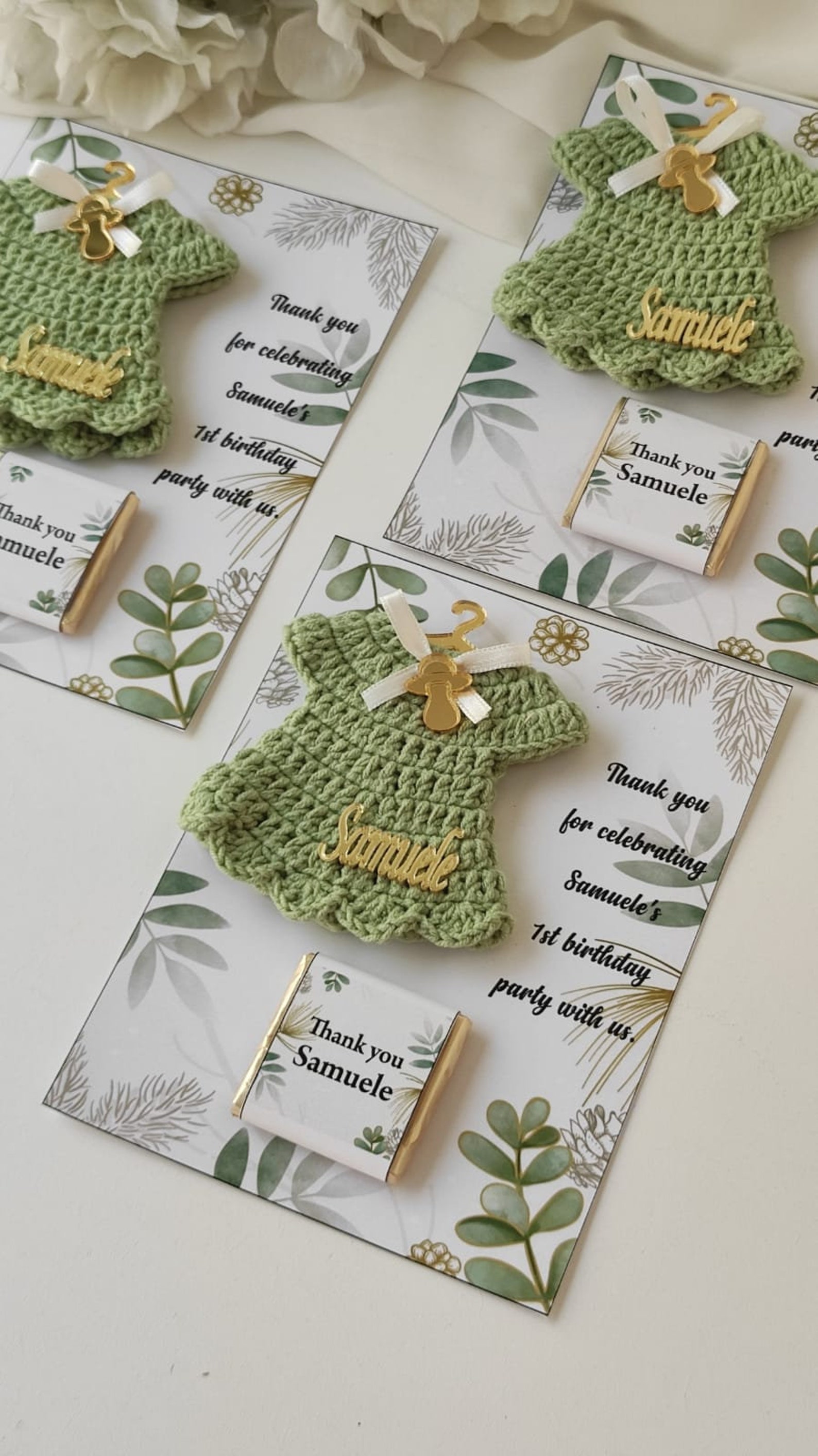 Rustic Baby Shower Favor: Crochet Dress Magnet, Personalized Card - Etsy