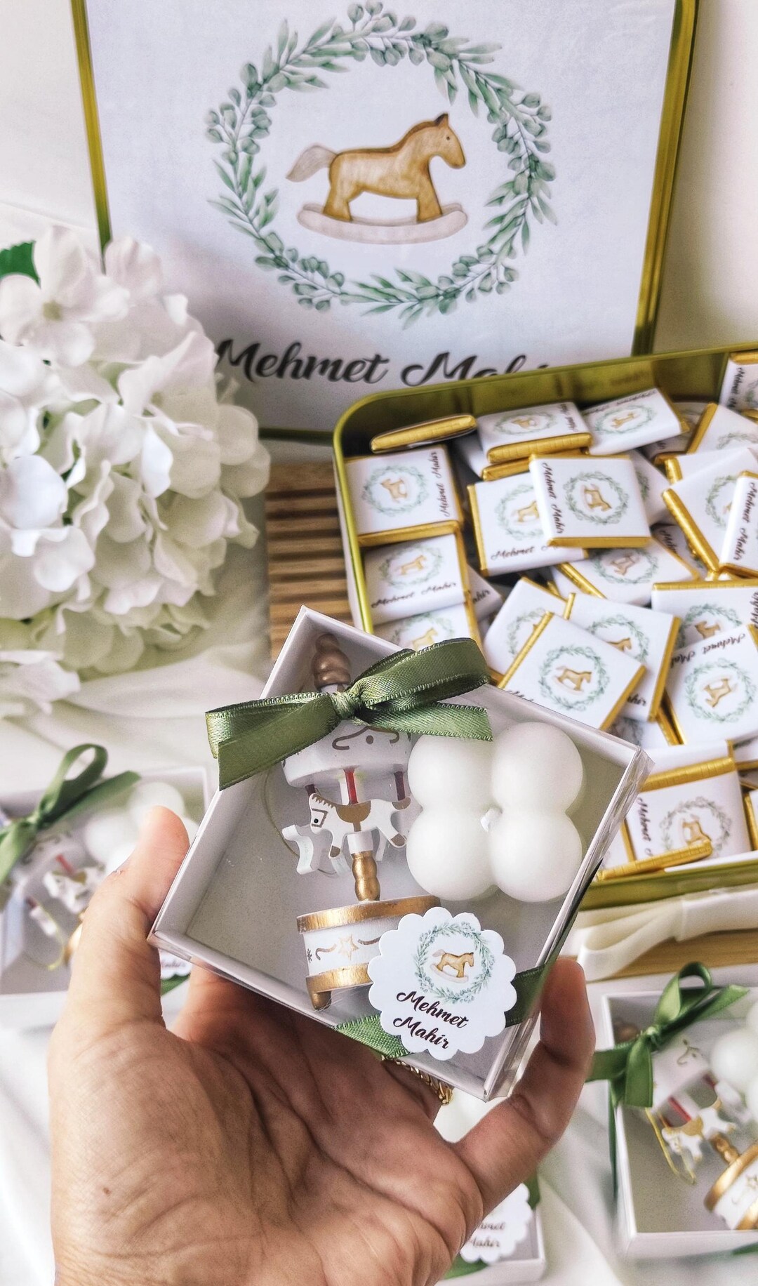 Uniquie Carousel Baby Shower Party Favors, New Born Chocolate Box ...