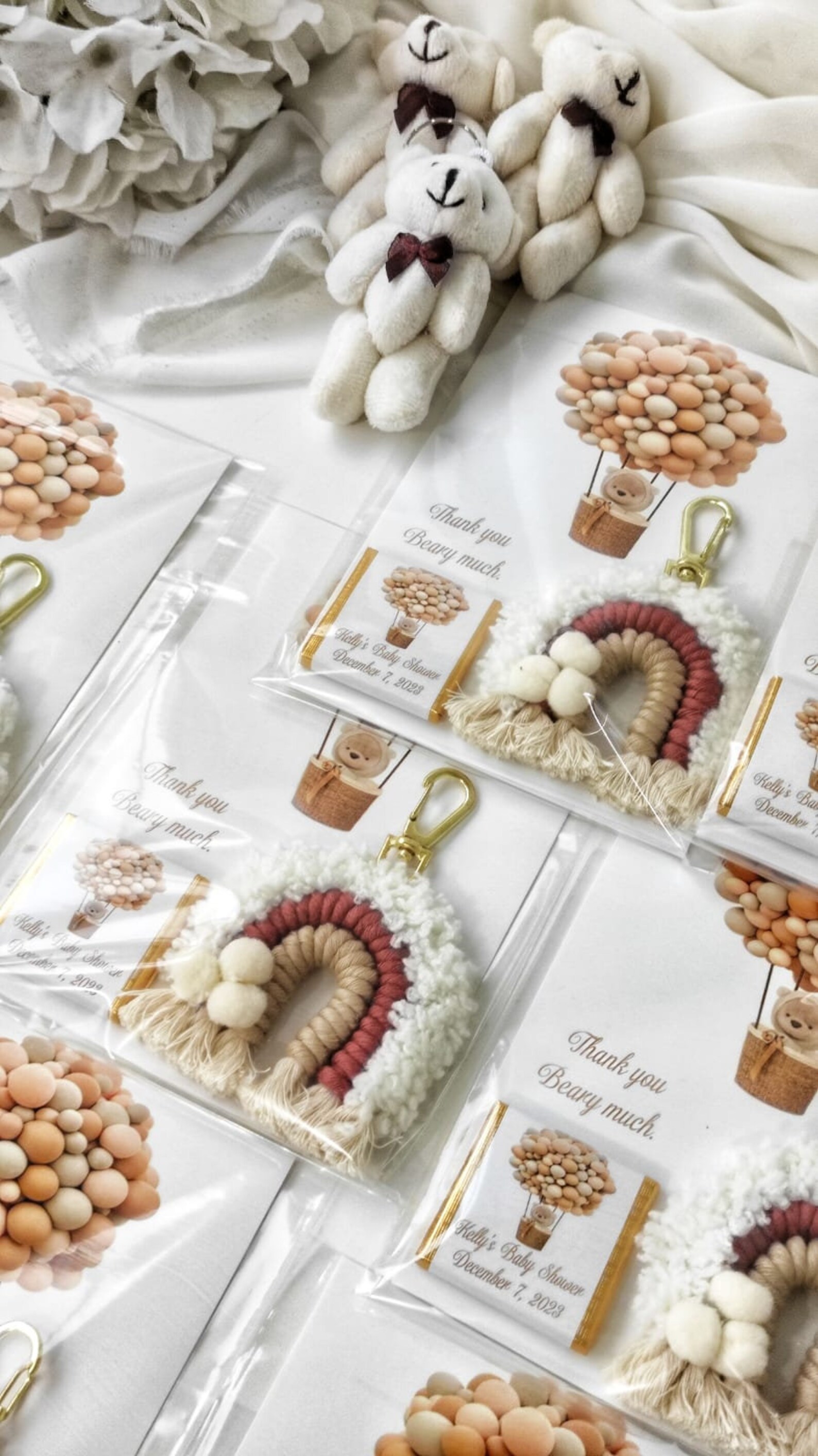 20 Pcs Personalized Teddy Bear Party Favors,macrame Keychain Gifts ...