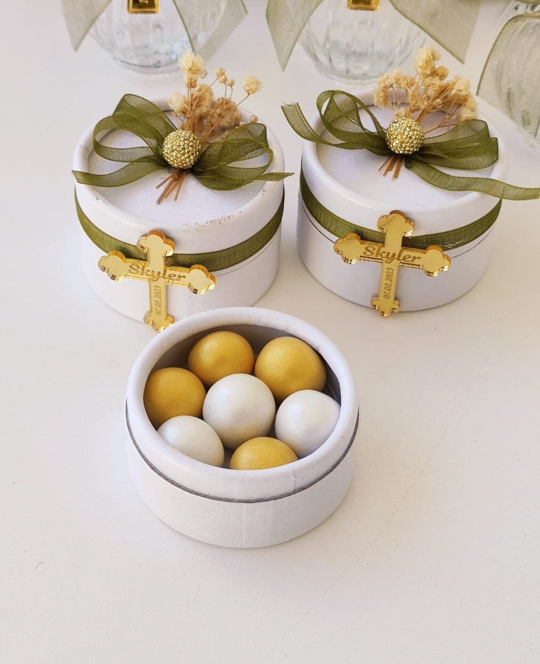 Boho Christening Chocolate Box, Candy Favors, Baptism Favor for Guests ...