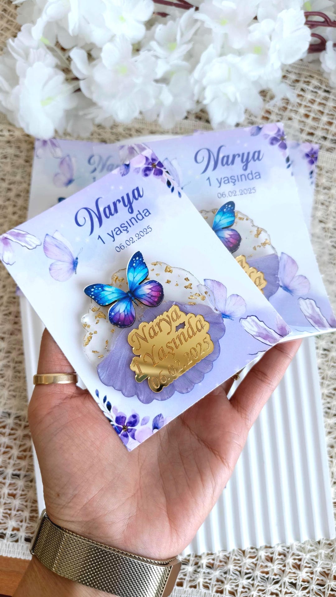 Lilac - Butterfly Design Party Favor: Personalized Epoxy Magnet, Sweet ...