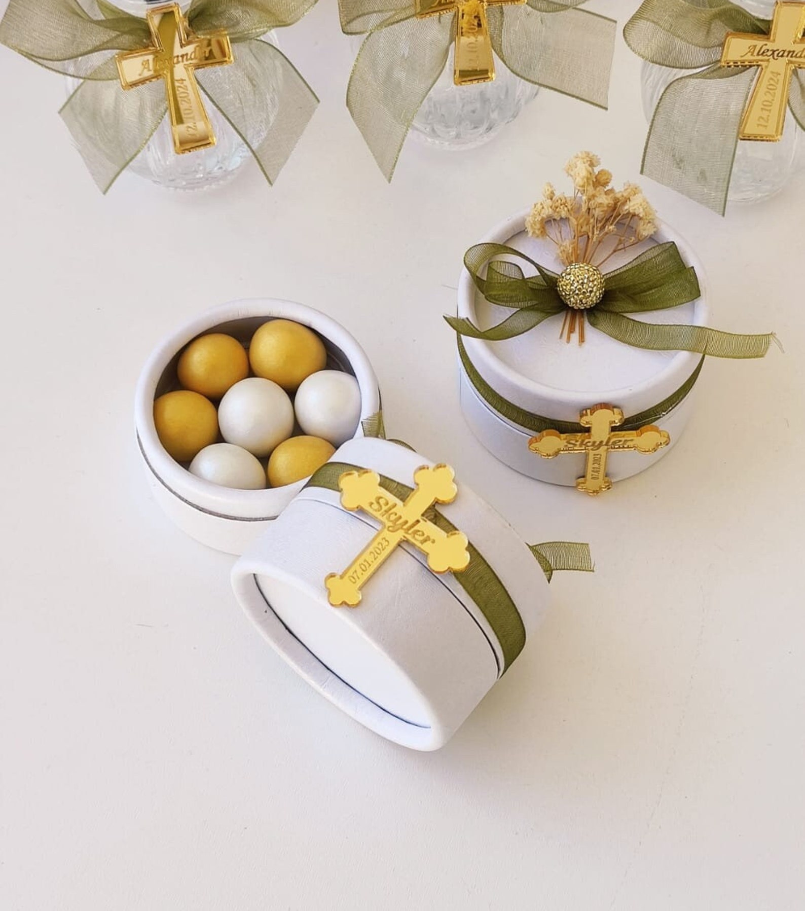 Boho Christening Chocolate Box, Candy Favors, Baptism Favor for Guests ...