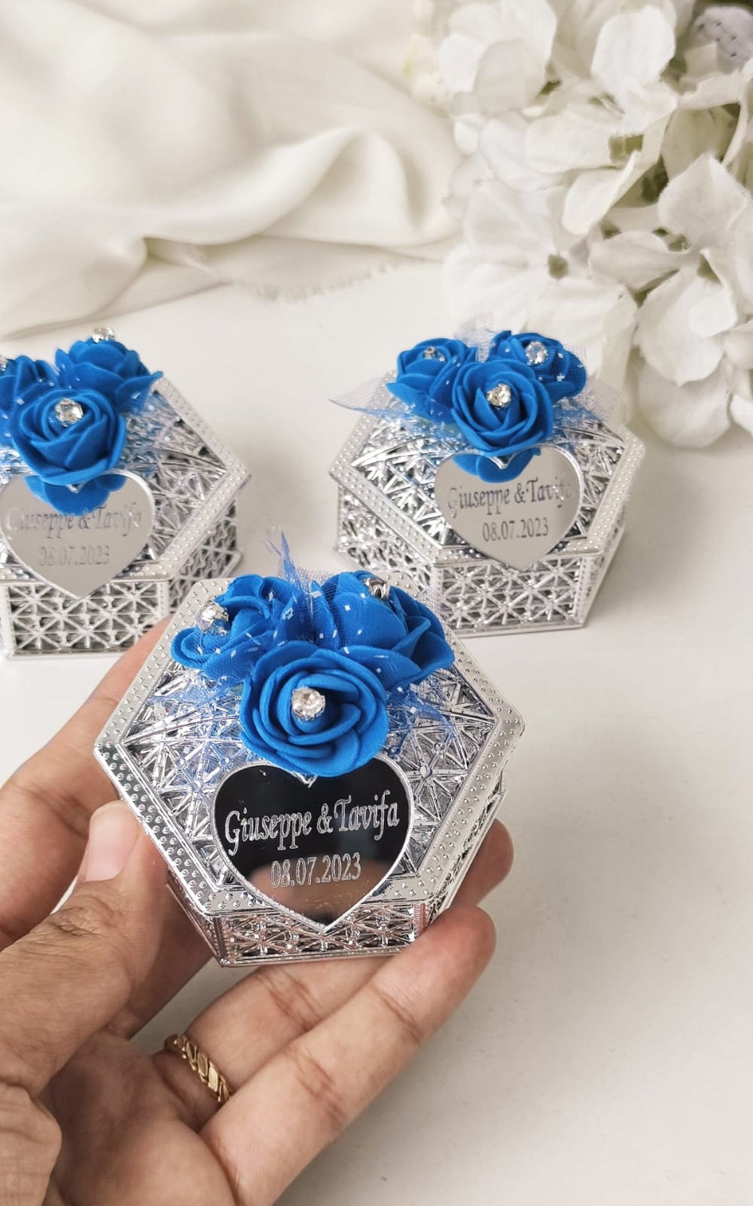 Royal Blue Candy Box,sİlver Color Plastic Chocolate Box,royal Blue ...