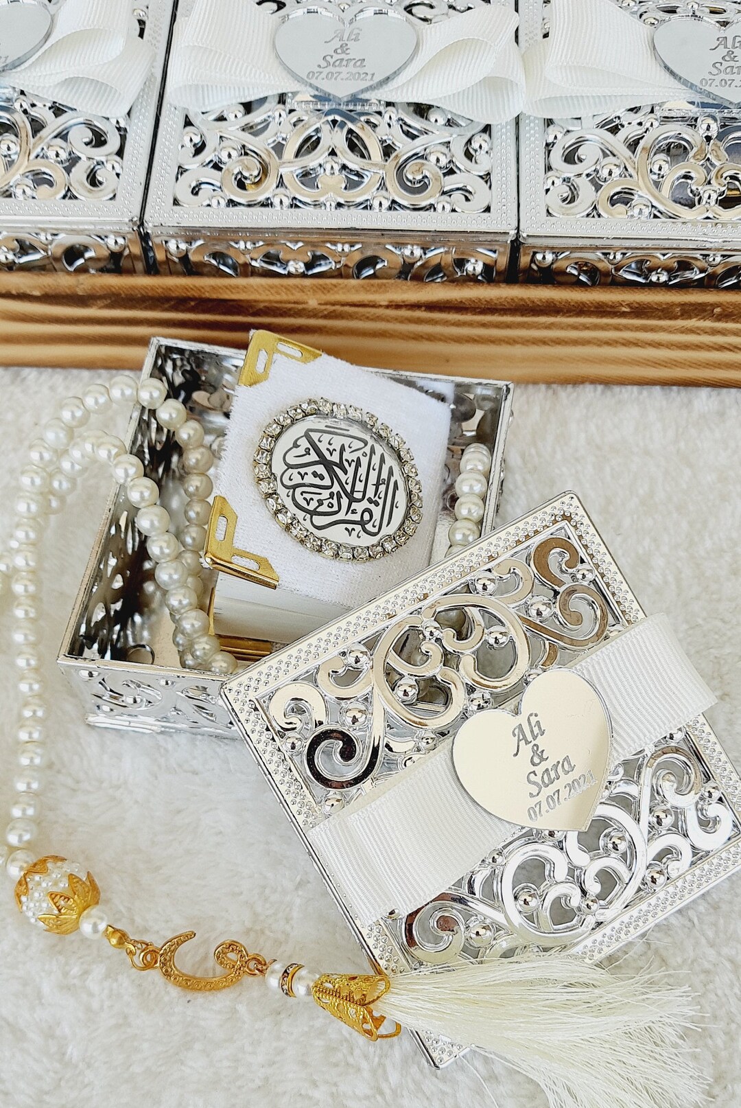 Luxury Personalized Mini Quran Tasbeeh Sets,nikkah Quran Tasbeeh Boxes ...