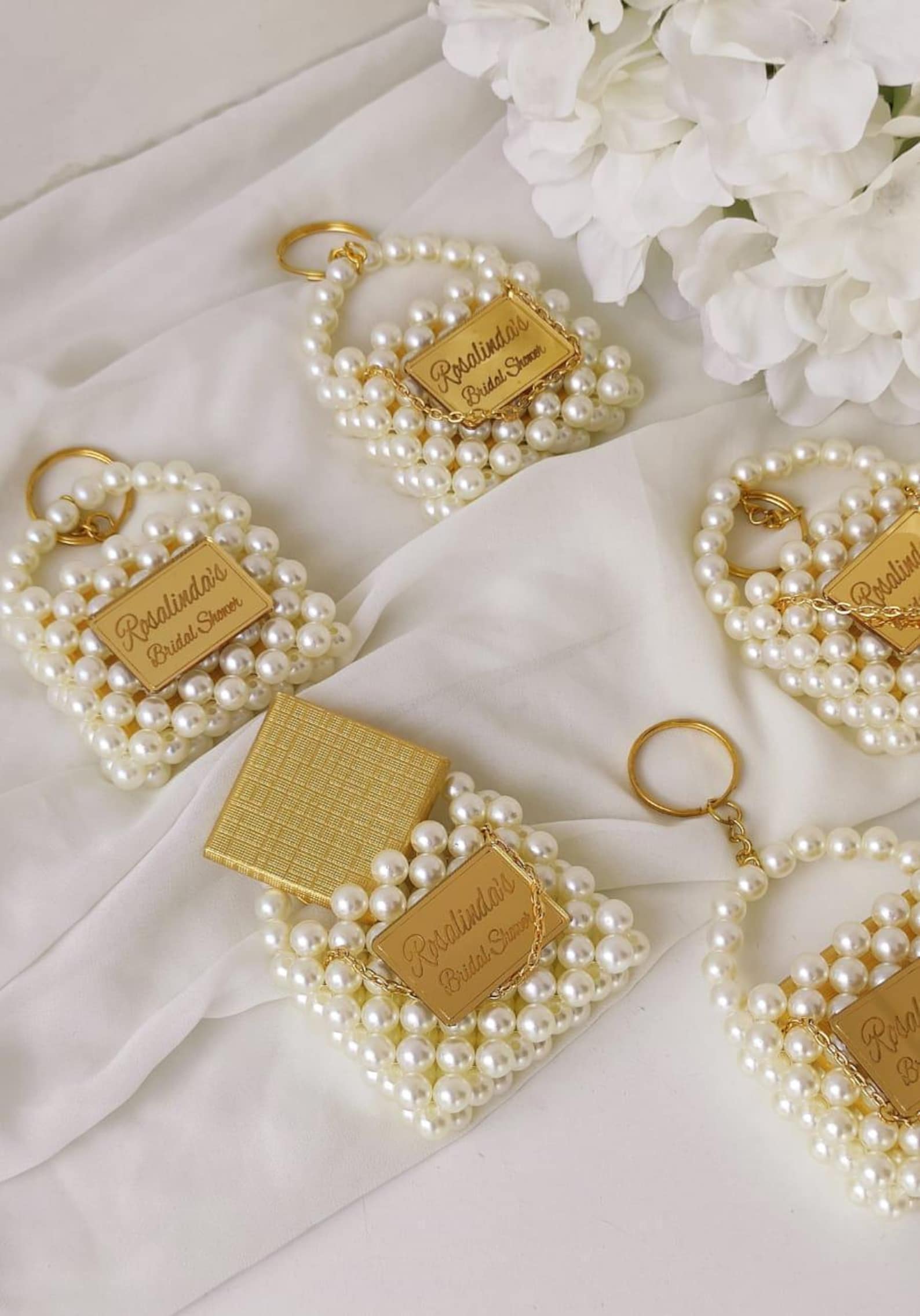 Miniature Bag Keychain With Pearl Design, Bridal Shower Favor, Party ...