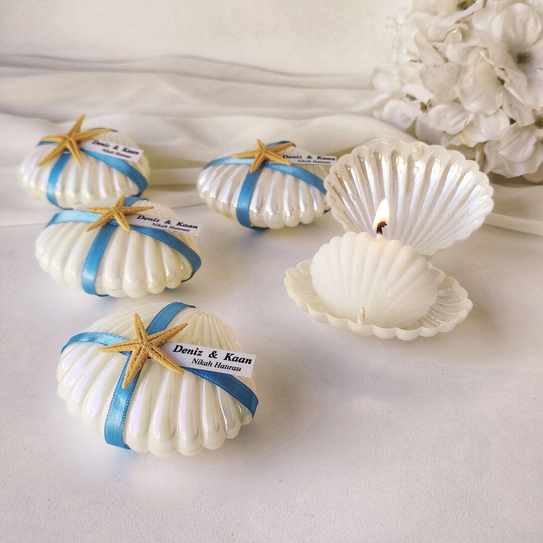 Luxury Handmade Beach Wedding Seashell Candle Favors,bulk Candle Favors ...