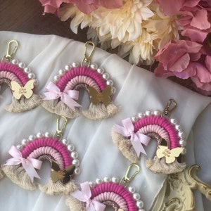 Baby Shower Macrame Keychain Gifts, Butterfly Favors, Rustic Macrame ...