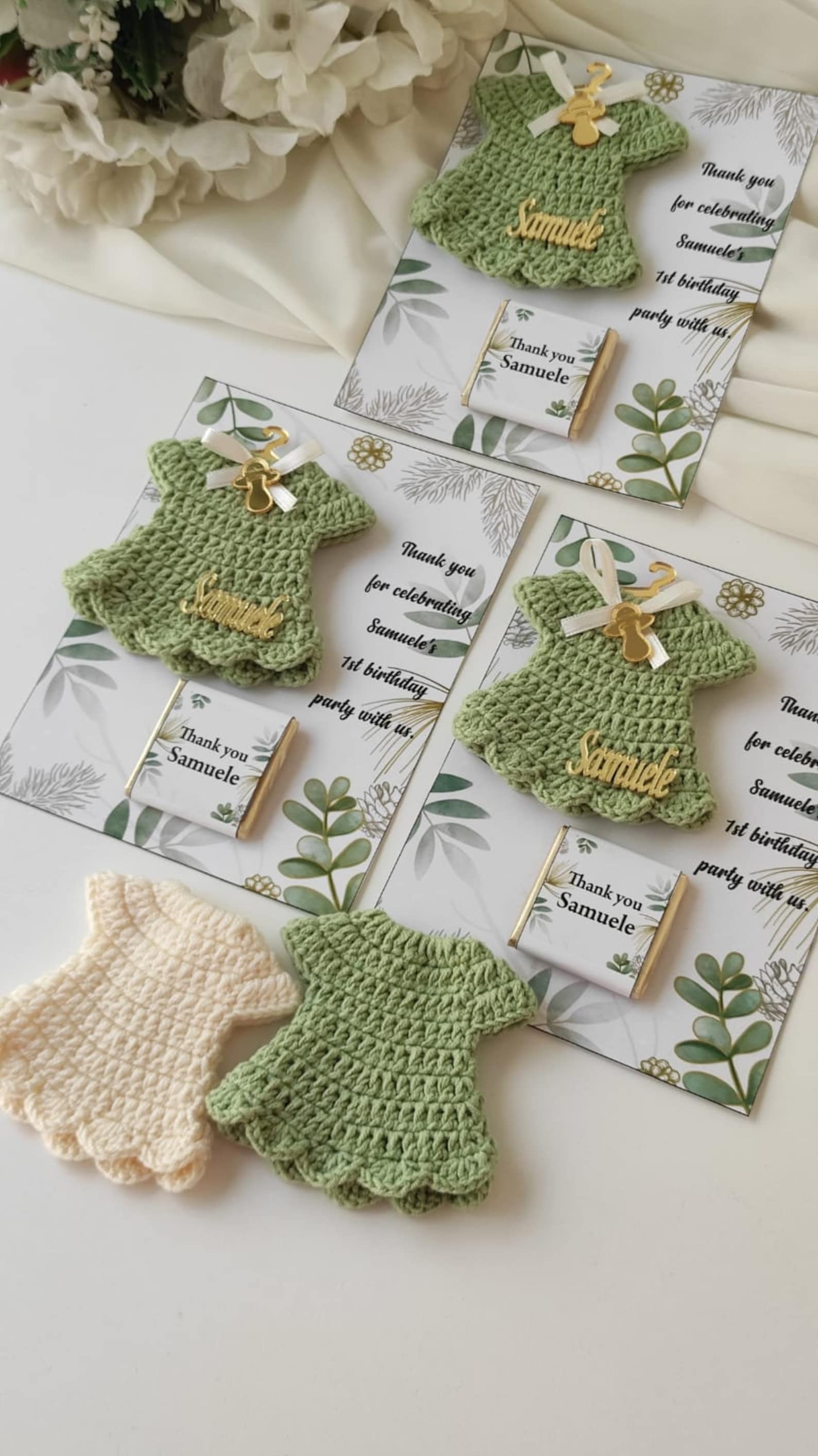 Rustic Baby Shower Favor: Crochet Dress Magnet, Personalized Card - Etsy