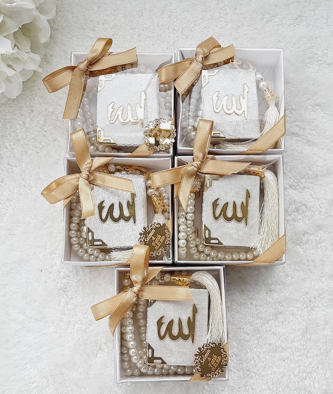 White Mini Quran Set Islamic Gift Set Personalized Favors - Etsy