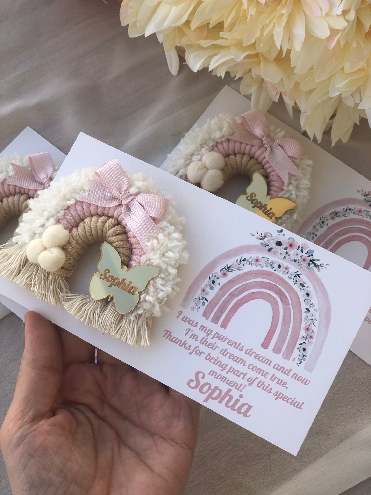 20 Pcs Baby Shower Rainbow Macrame Magnet, Baby Girl Keychain Gifts ...