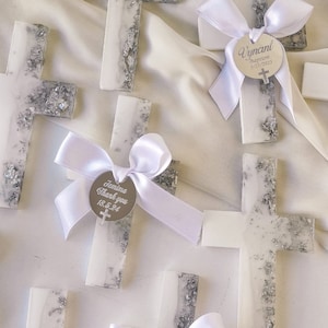 Silver Design Resin Cross Magnet, Baptism Magnet Favors, Mi Bautizo ...