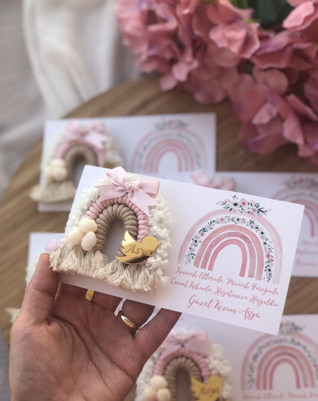 20 Pcs Baby Shower Rainbow Macrame Magnet, Baby Girl Keychain Gifts ...