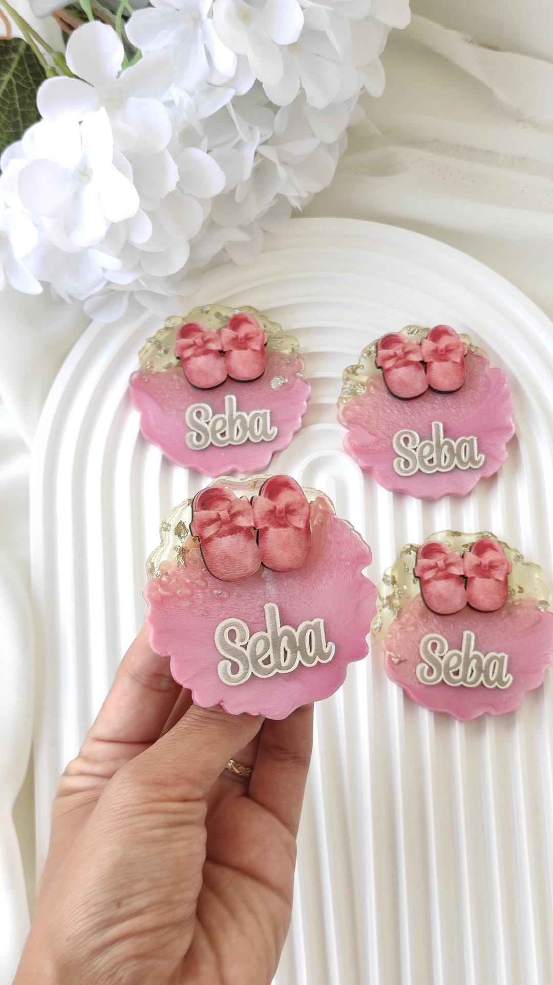 New Born Magnet Favors, Pink / Sİlver Baby Magnet, Welcome Baby Shower ...