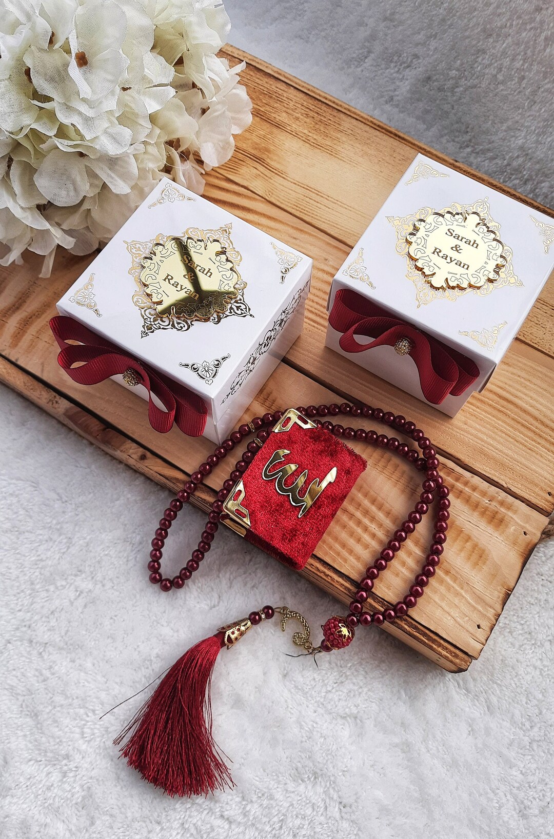 Red Quran Box,eid Gift,İslamic Wedding,müslim Mini Quran Book Gift Set ...