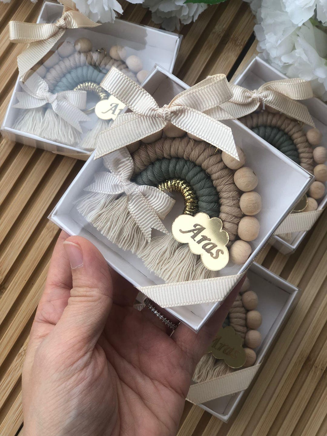 Rustic Baby Shower Macrame Favors, Baby Boy and Girl Favors, Custom ...