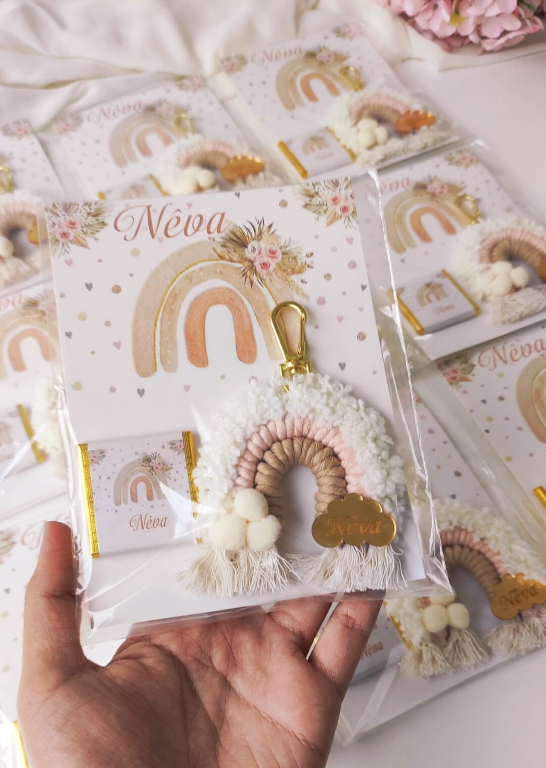 20 Pcs Rainbow Baby Shower Macrame Favor,rainbow Keychain,baby Girl ...