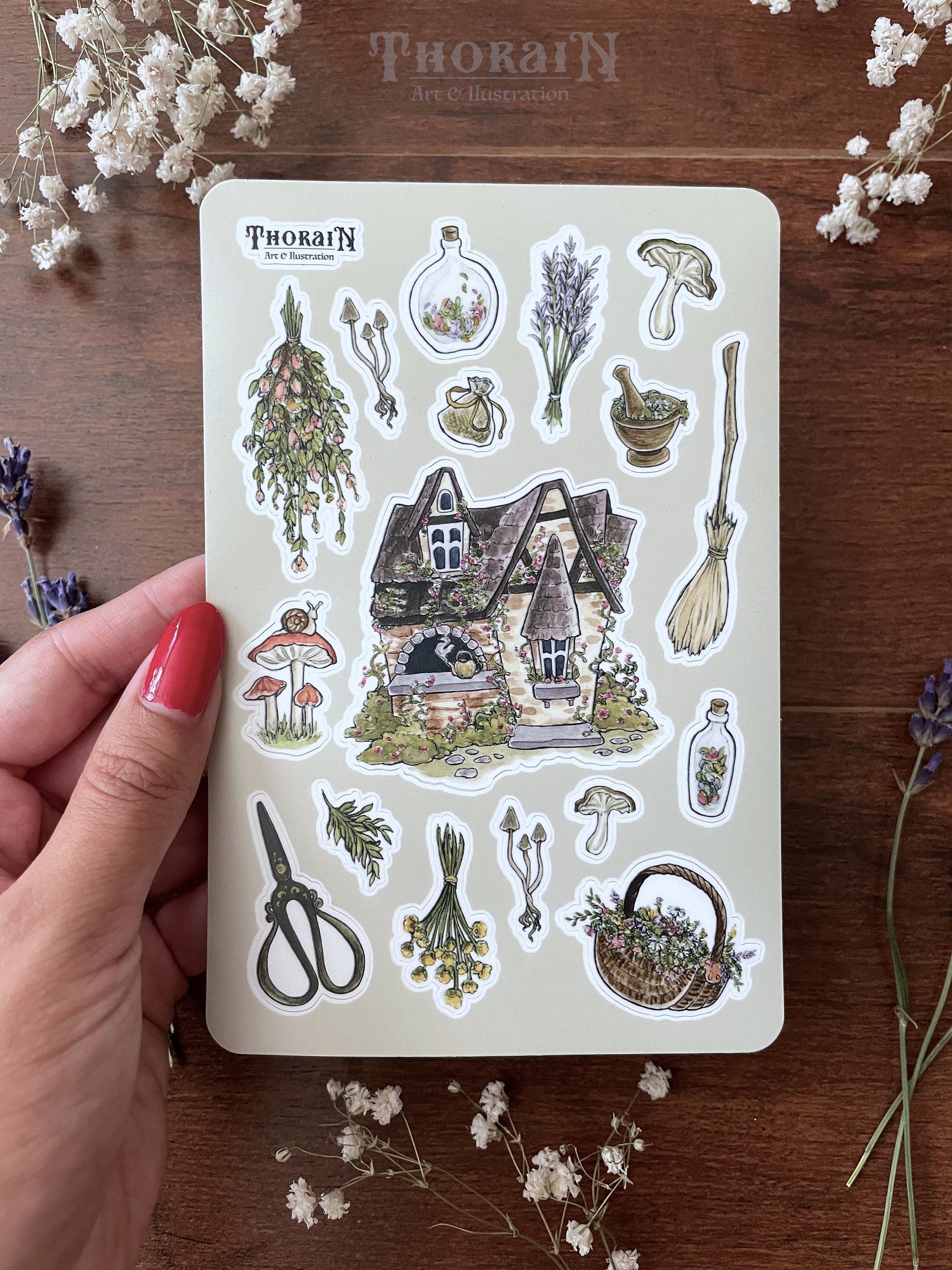 Cottage Witch Sticker Sheet Witchy Journal Stickers Dark - Etsy