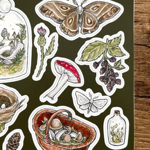 Dark Cottagecore Sticker Sheet | Green Witch Journal Stickers ...