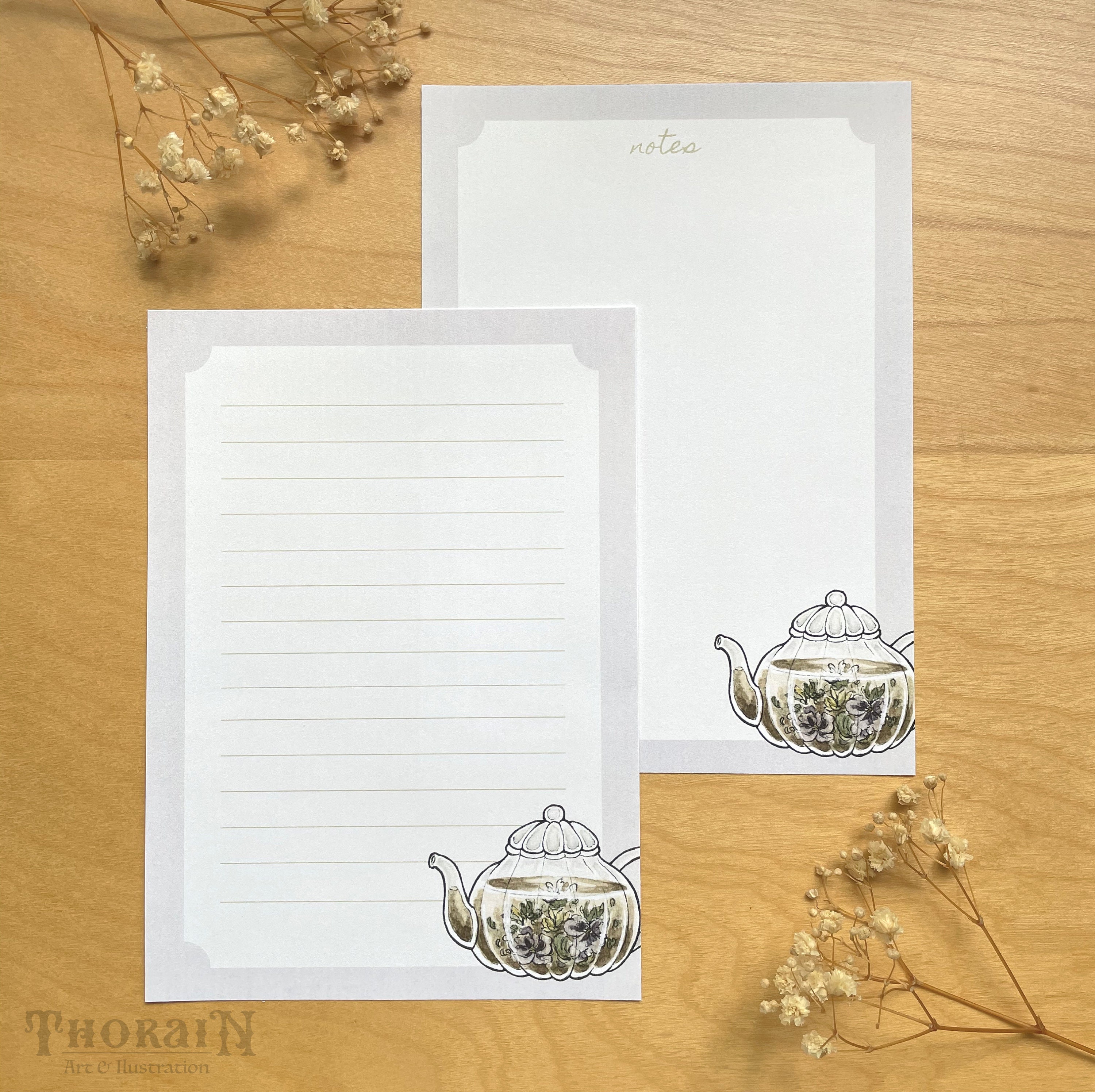 Floral Tea Pot Letter Paper Sheets Aesthetic Letter Writing - Etsy Canada