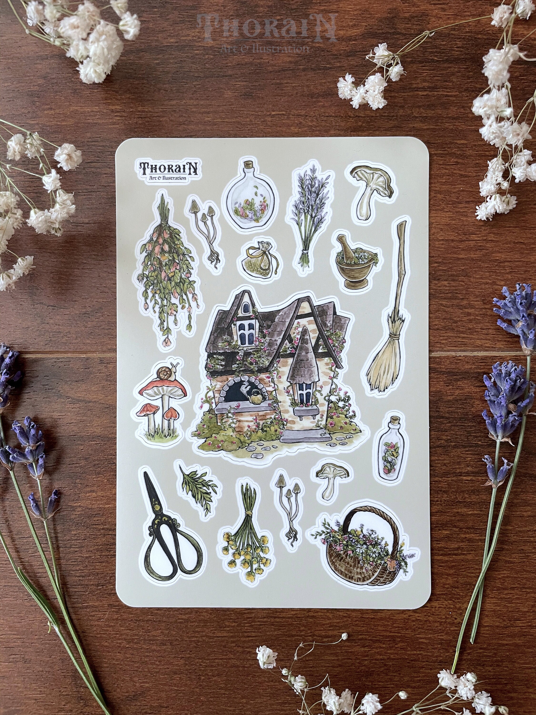 Cottage Witch Sticker Sheet Witchy Journal Stickers Dark - Etsy