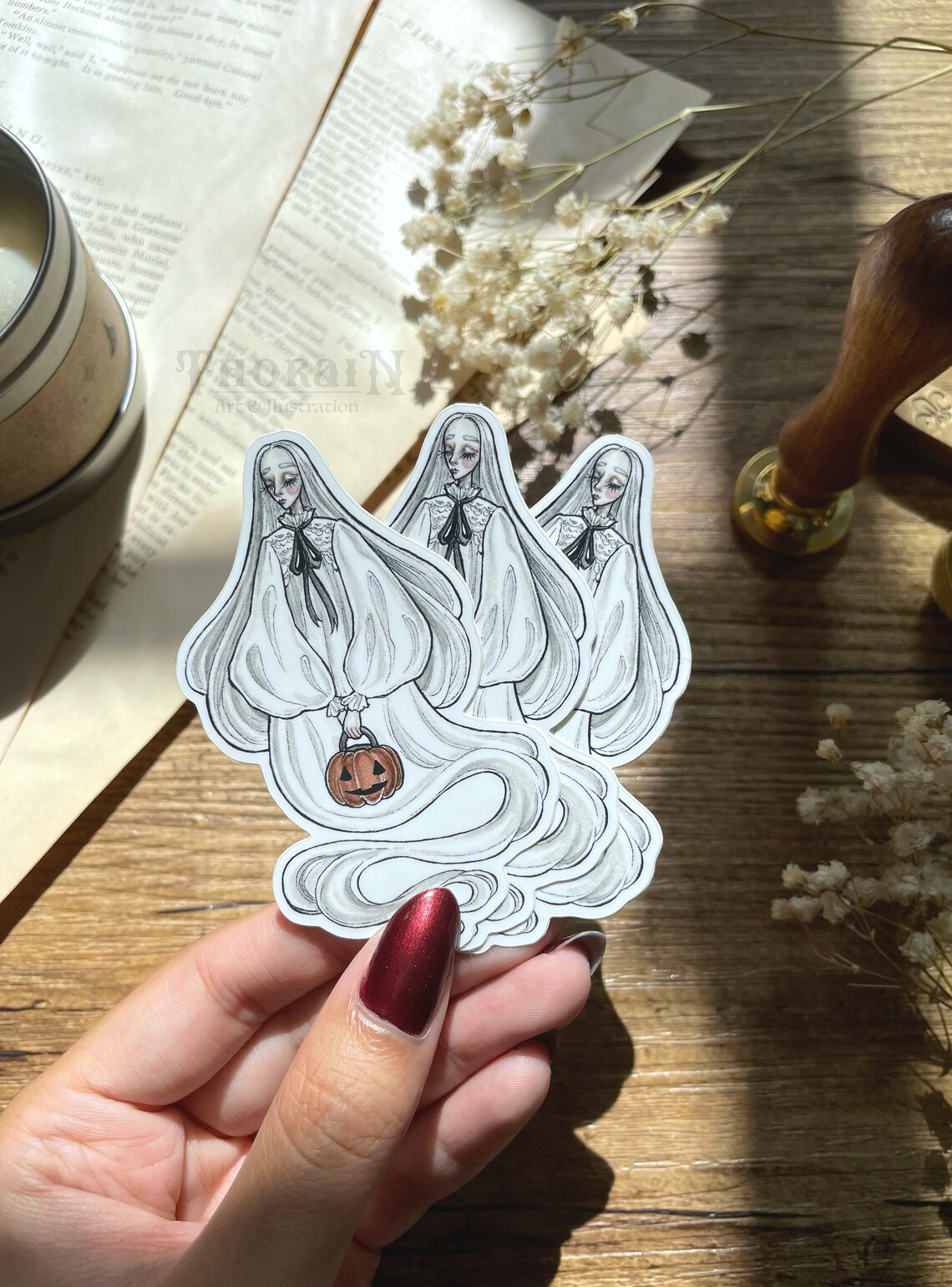 Ghost Girl Sticker | Cute Spooky Halloween Vinyl Sticker | Victorian ...