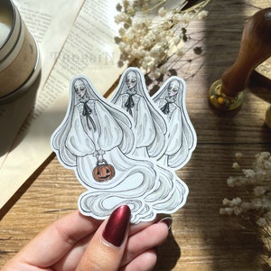 Ghost Girl Sticker Cute Spooky Halloween Vinyl Sticker Victorian Gothic ...