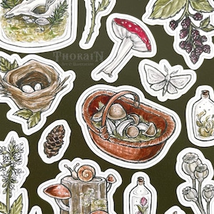 Dark Cottagecore Sticker Sheet | Green Witch Journal Stickers ...