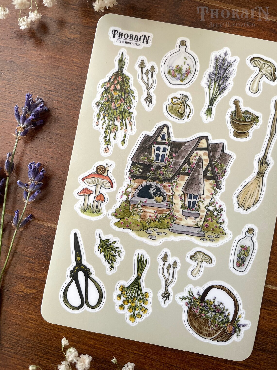 Cottage Witch Sticker Sheet Witchy Journal Stickers Dark | Etsy