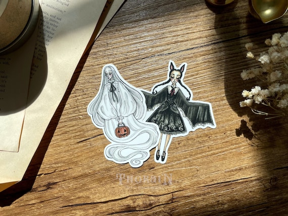 Ghoulish Girls Sticker Set Cute Spooky Halloween Ghost Vinyl - Etsy