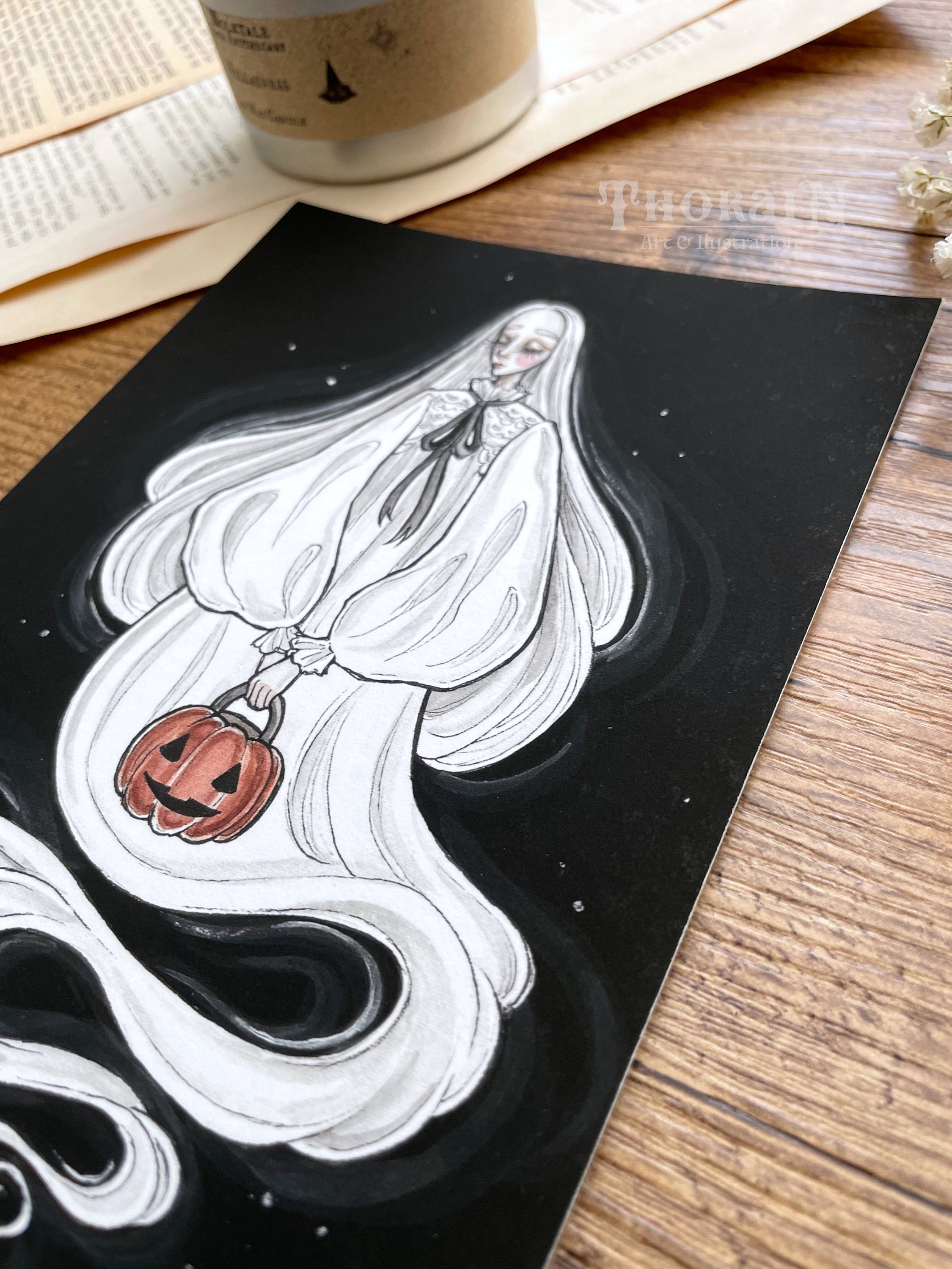 Ghoulish Girls Art Print Set Cute Spooky Halloween Wall - Etsy