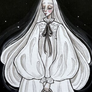 Ghost Girl Art Print | Cute Spooky Halloween Wall Decor | Victorian ...
