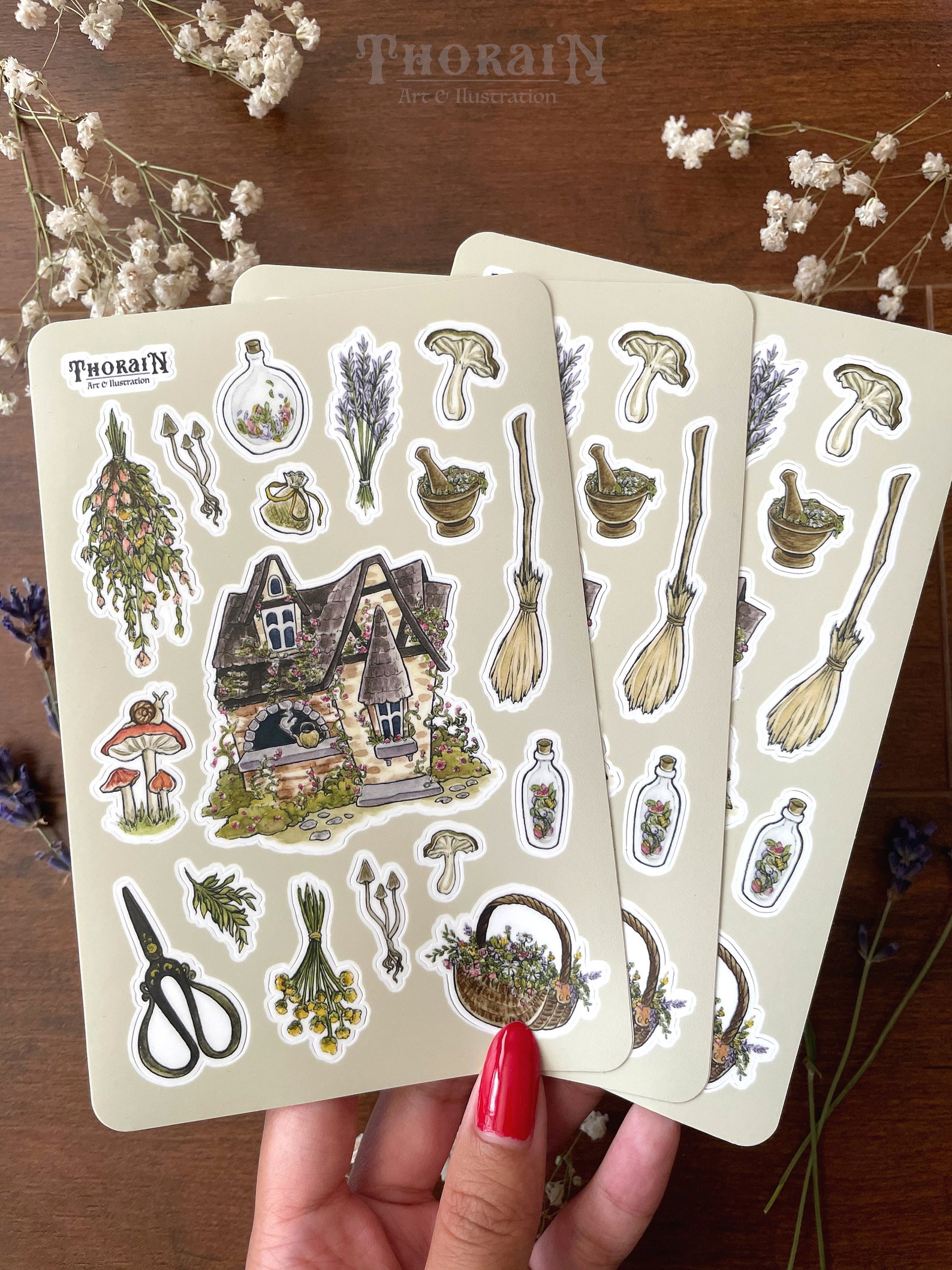 BUNDLE: Dark Cottagecore Sticker Sheets | Green Witch Journal Stickers ...