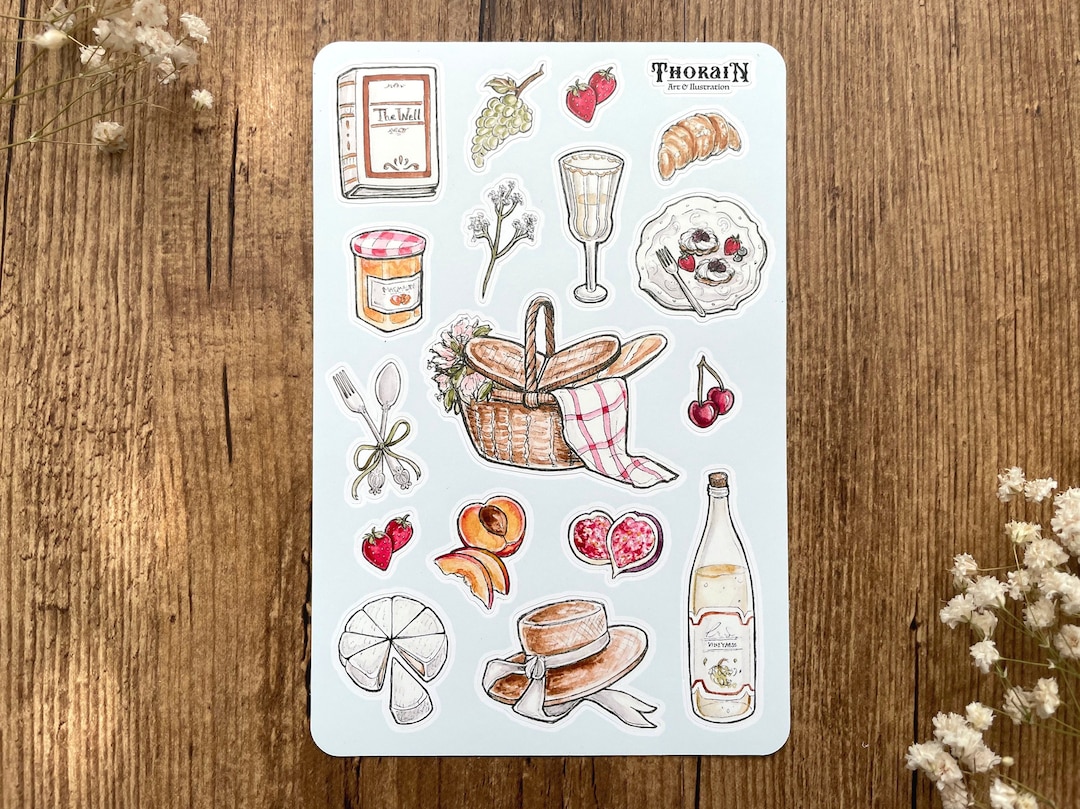 Picnic Sticker Sheet Aesthetic Summer Picnic Journal Sticker Set Food ...