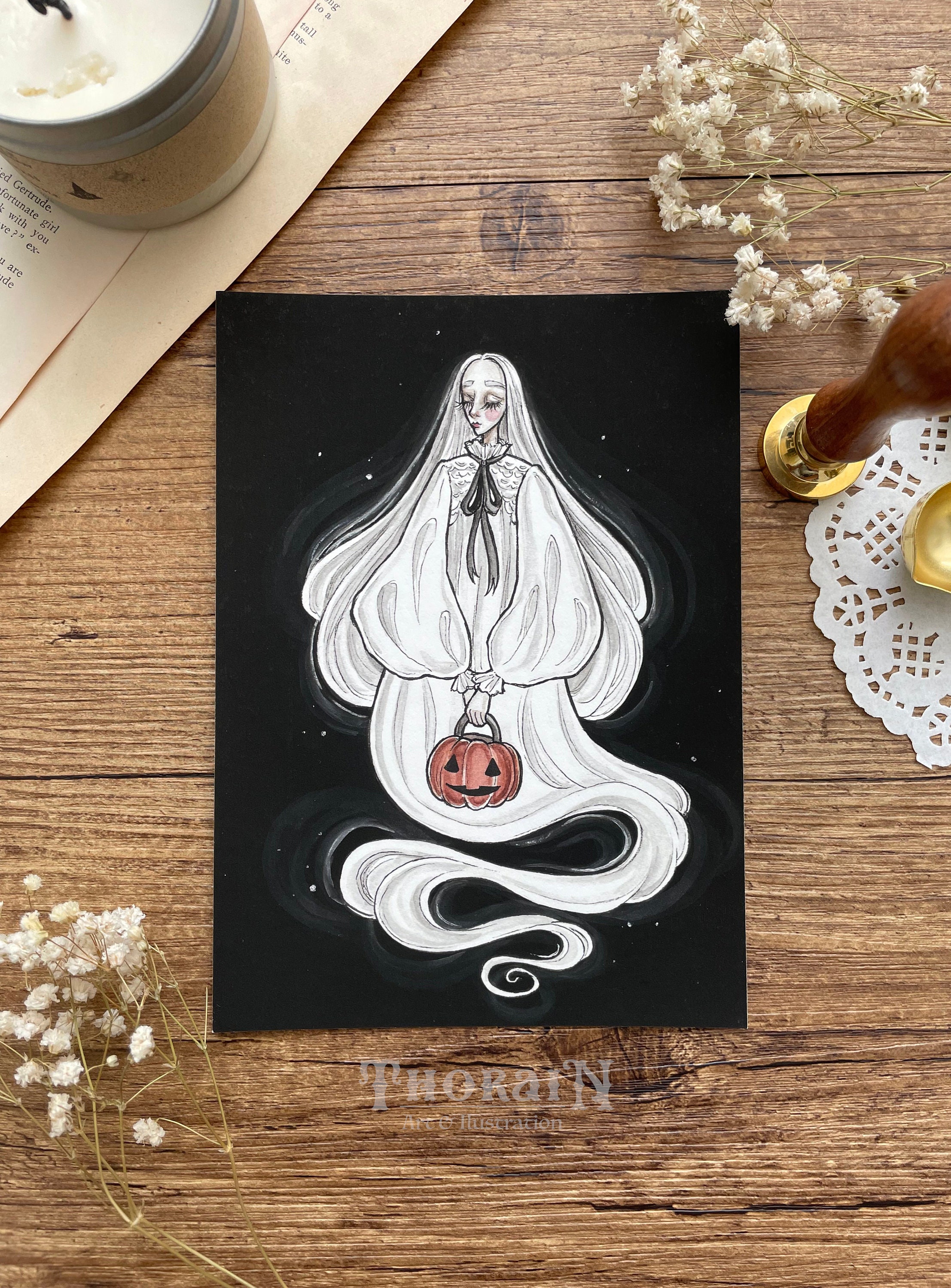 Ghoulish Girls Art Print Set Cute Spooky Halloween Wall - Etsy