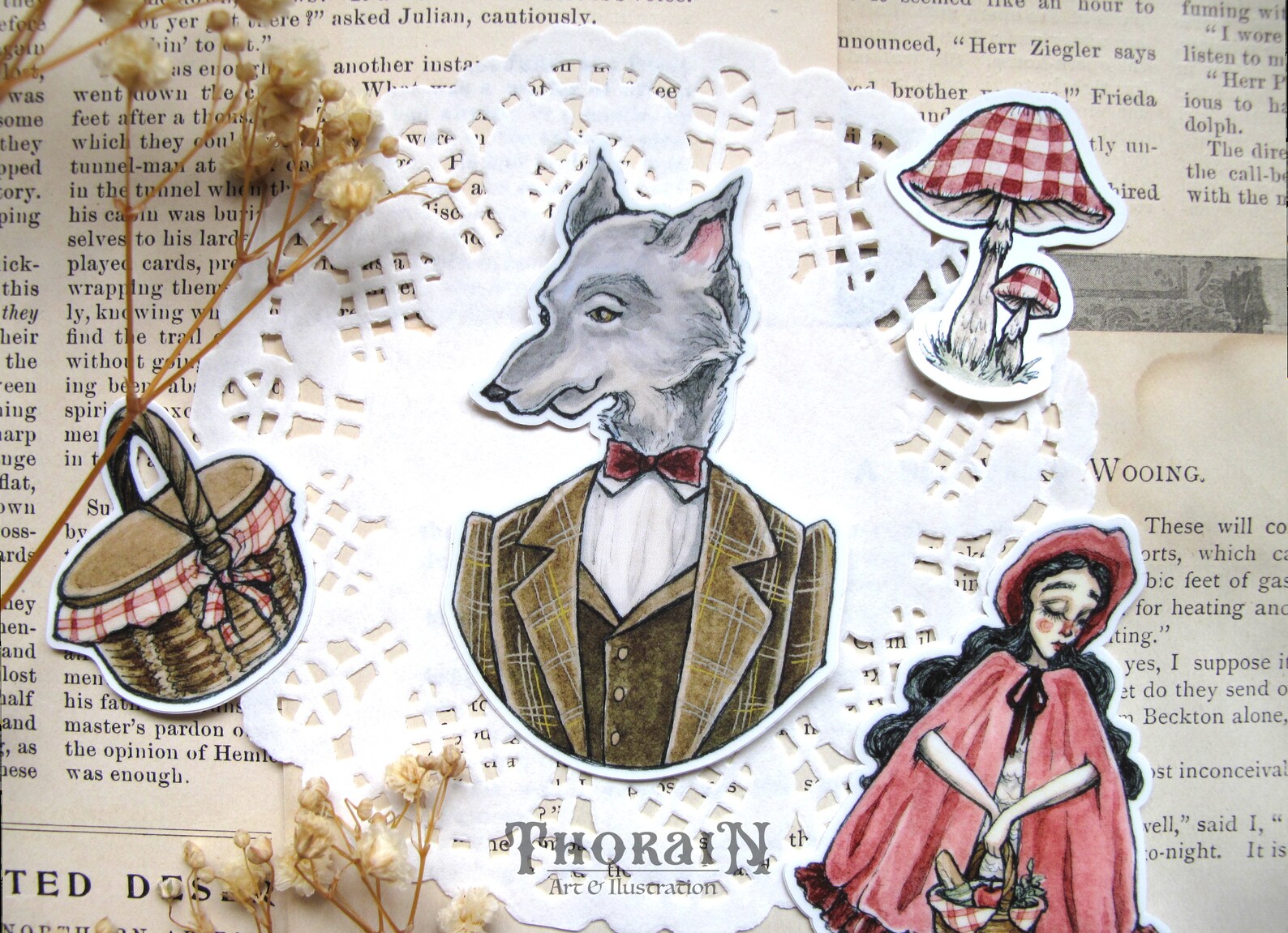 Red Riding Hood Sticker Set Fairytale Stickers Waterproof - Etsy Canada