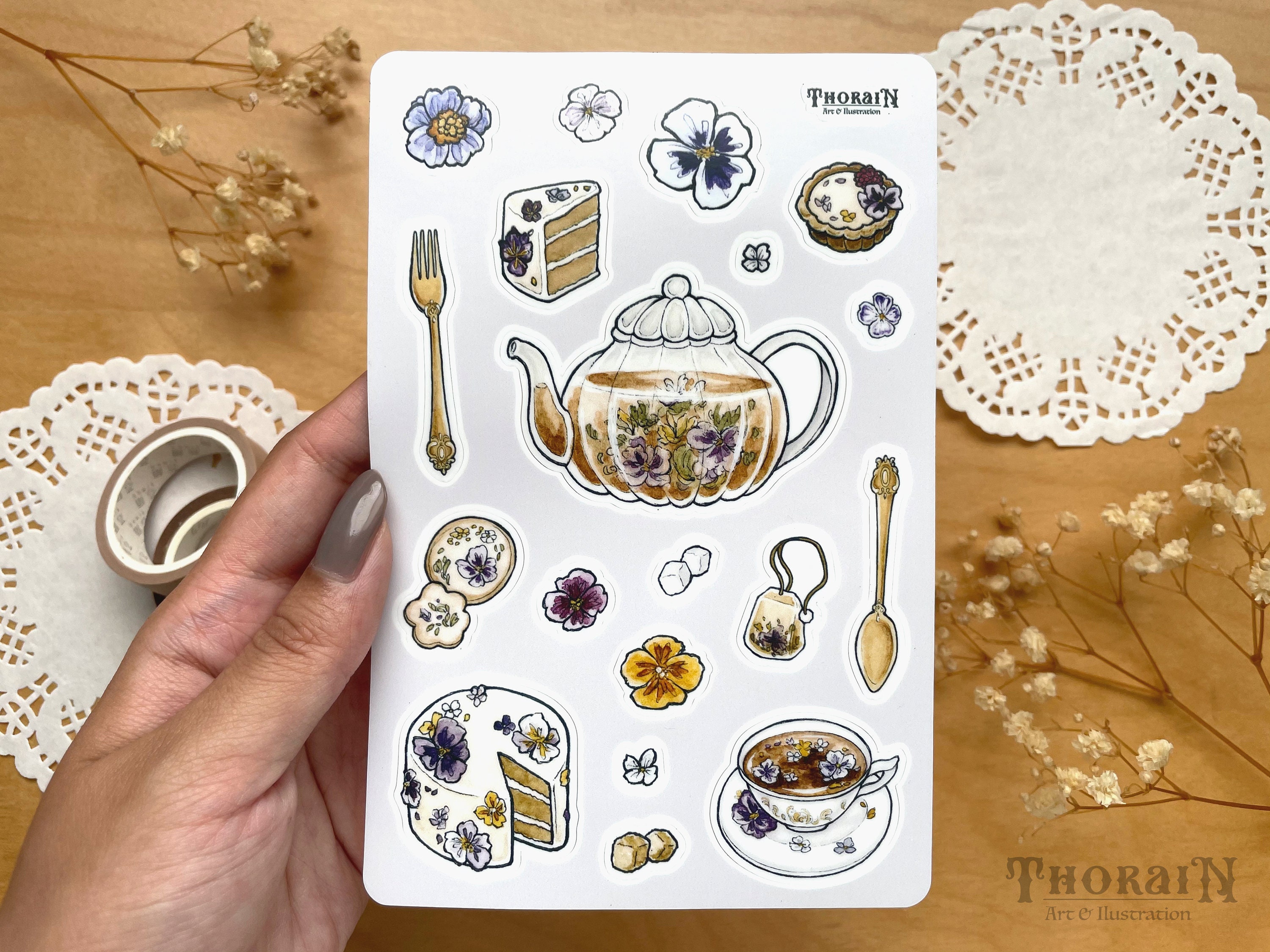 Floral Tea Party Sticker Sheet Cozy Tea Sticker Set - Etsy Canada