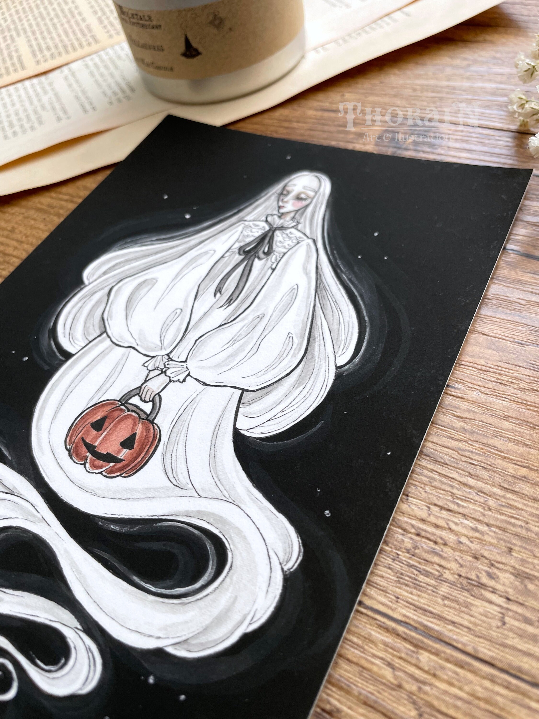 Ghost Girl Art Print Cute Spooky Halloween Wall Decor - Etsy