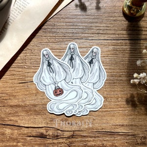 Ghost Girl Sticker | Cute Spooky Halloween Vinyl Sticker | Victorian ...