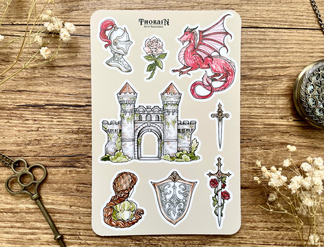 Medieval Sticker Sheet | Fantasy Dragon Sticker Collection | Royal ...