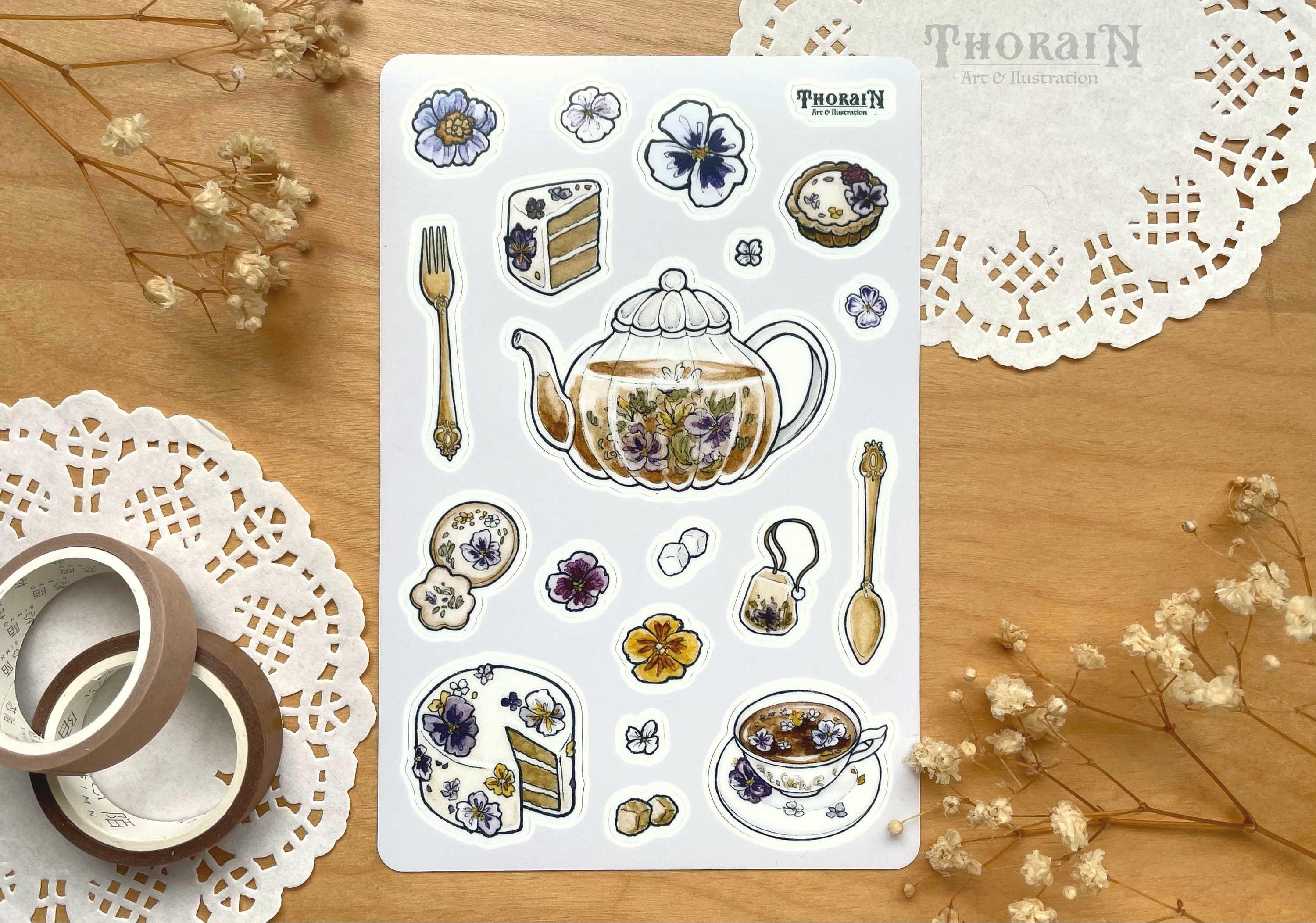 Floral Tea Party Sticker Sheet Cozy Tea Sticker Set - Etsy Canada