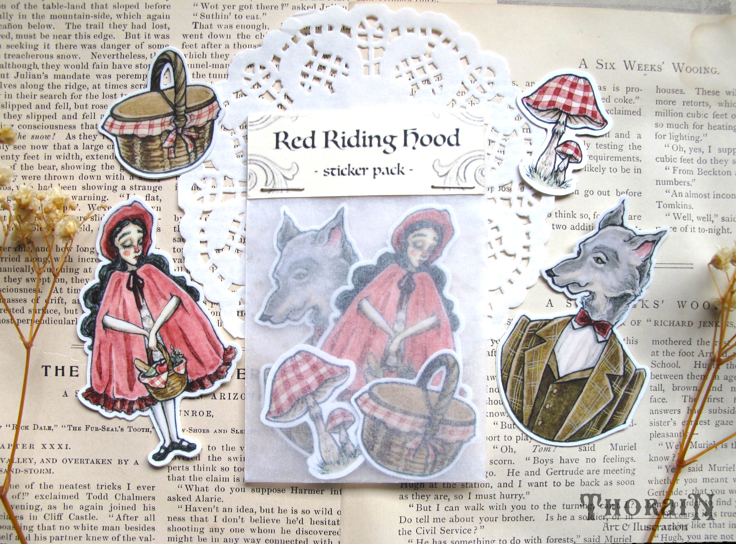 Red Riding Hood Sticker Set Fairytale Stickers Waterproof - Etsy Canada