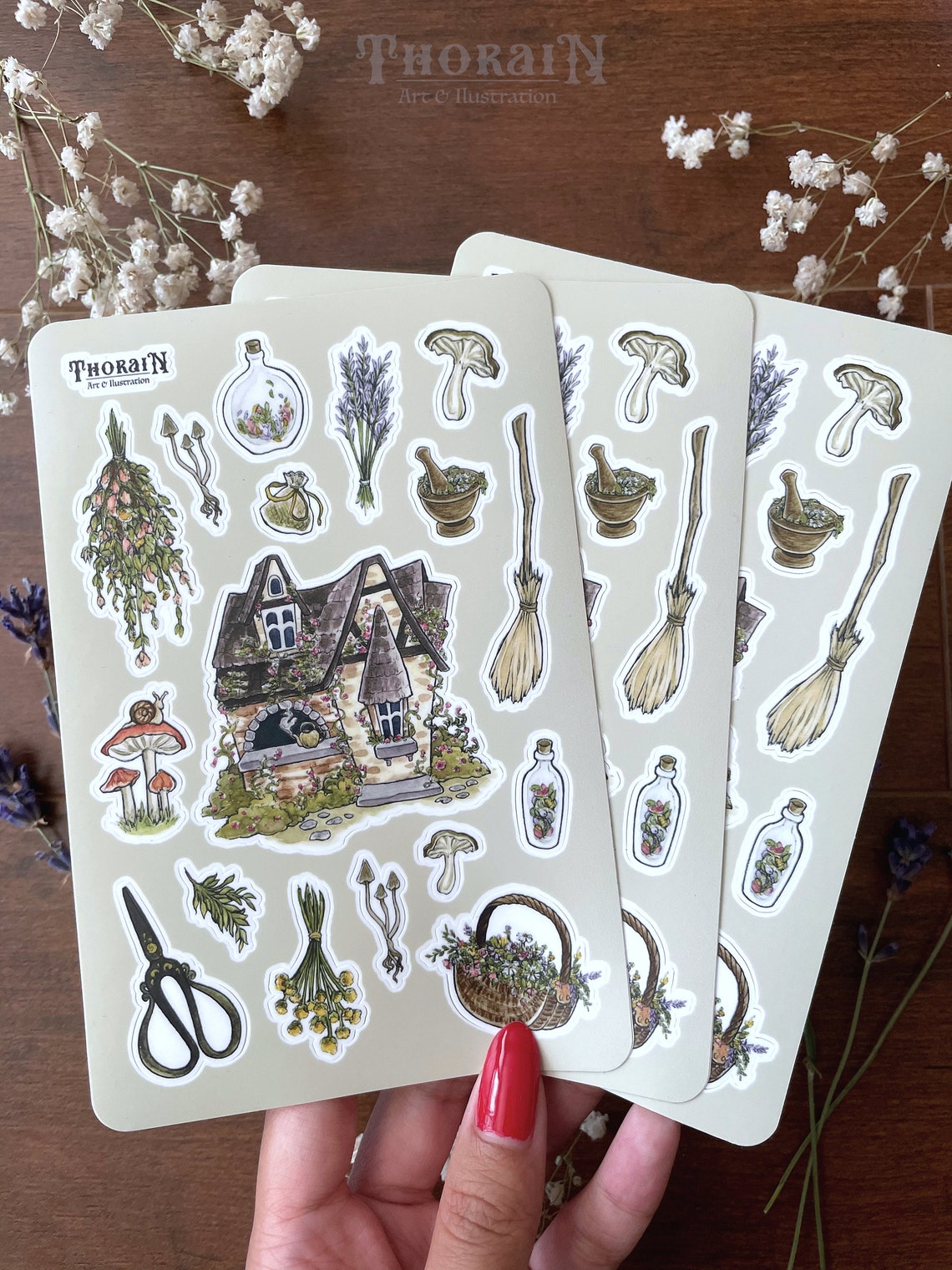 Cottage Witch Sticker Sheet Witchy Journal Stickers Dark - Etsy