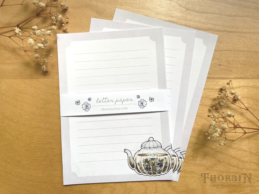 Floral Tea Pot Letter Paper Sheets Aesthetic Letter Writing Set Tea ...
