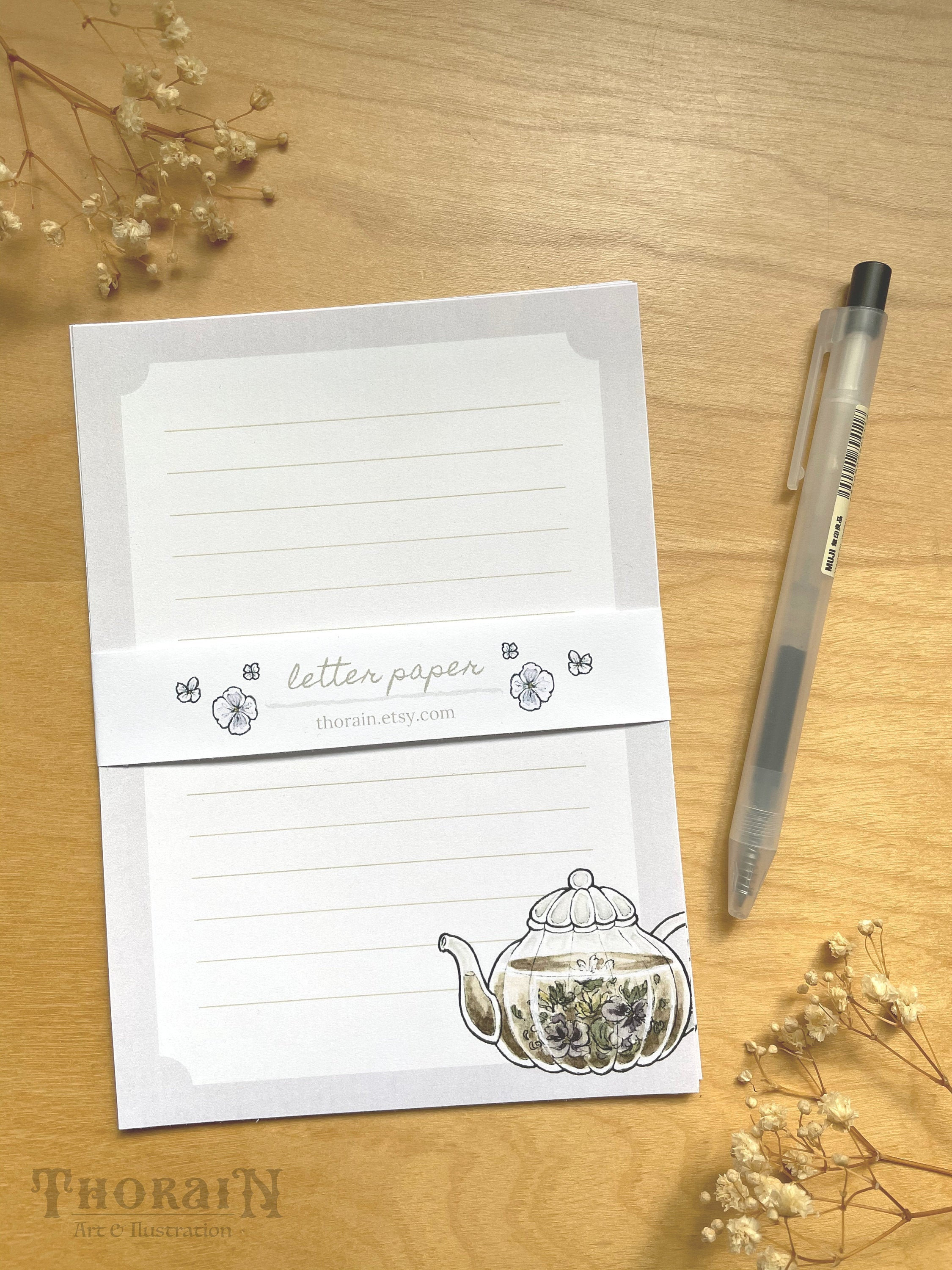 Floral Tea Pot Letter Paper Sheets Aesthetic Letter Writing - Etsy Canada