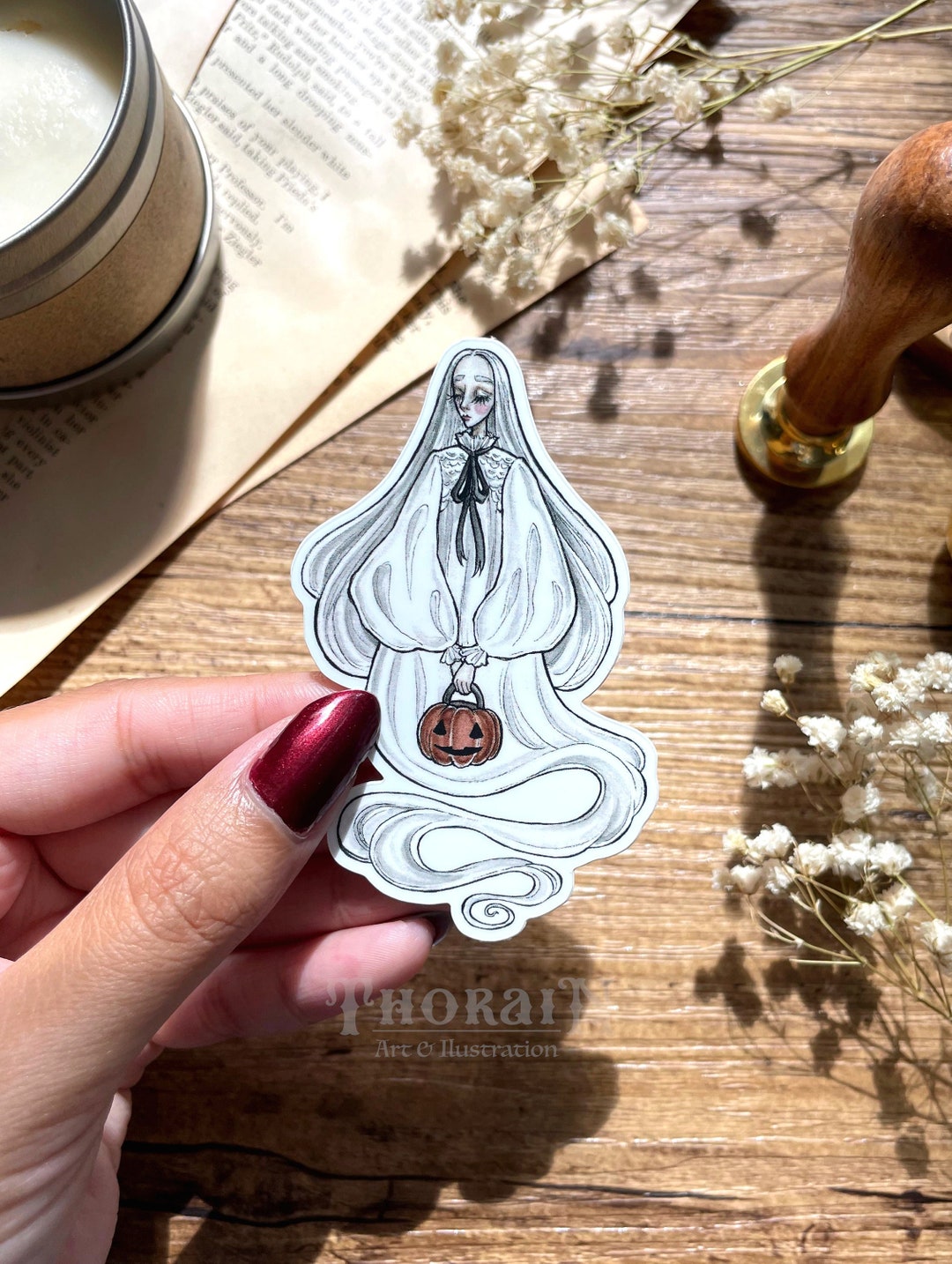 Ghost Girl Sticker | Cute Spooky Halloween Vinyl Sticker | Victorian ...