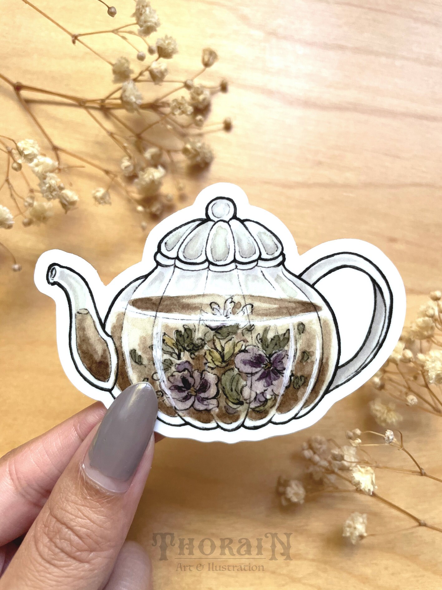 Floral Blooming Teapot Vinyl Sticker Cozy Tea Time Sticker | Etsy