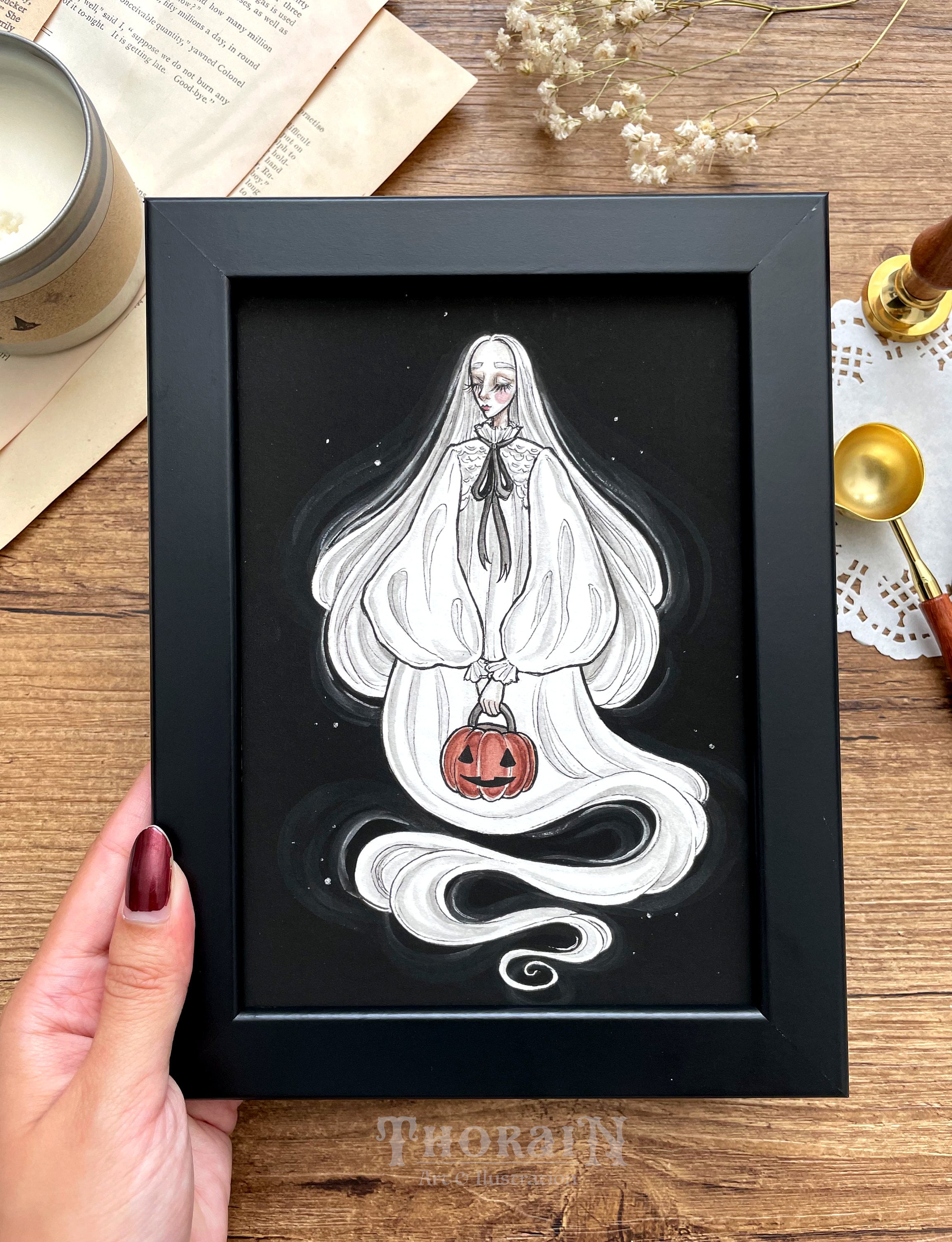Ghost Girl Art Print Cute Spooky Halloween Wall Decor - Etsy