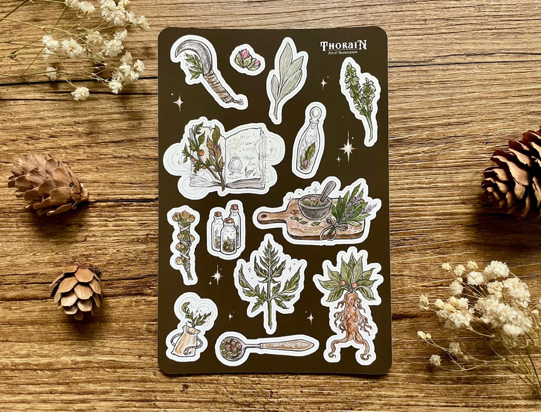 Green Witch Sticker Sheet | Witchy Herbalcore Sticker Set | Witchy ...