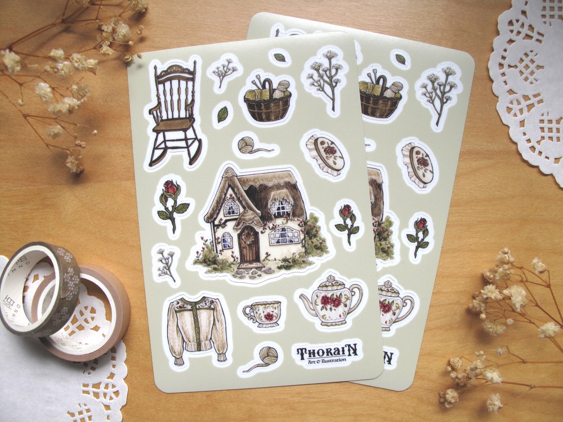 Cottagecore Sticker Sheet | Aesthetic Cottagecore Stationery ...