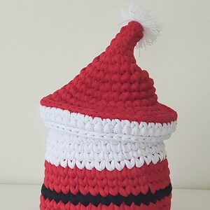 Handmade Santa Basket for Christmas, Knitted Santa Basket, Santa Basket ...
